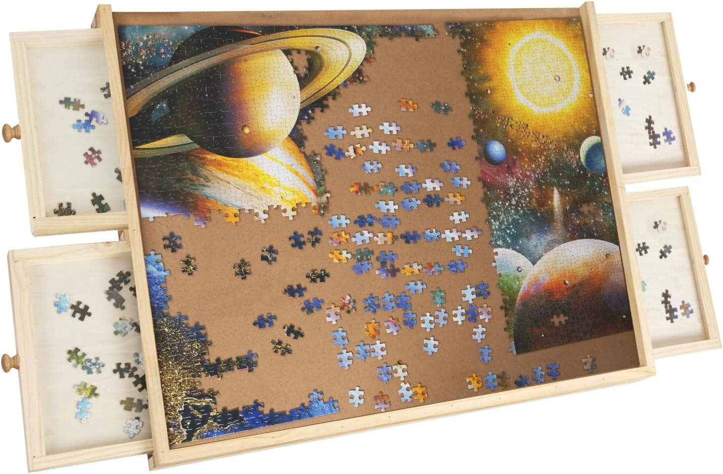 SubSun Portable Jigsaw Puzzle Table with 1000 Pieces, Wooden Board, 6 ...