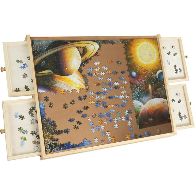 SubSun Portable Jigsaw Puzzle Table with 1000 Pieces, Wooden Board, 6 ...