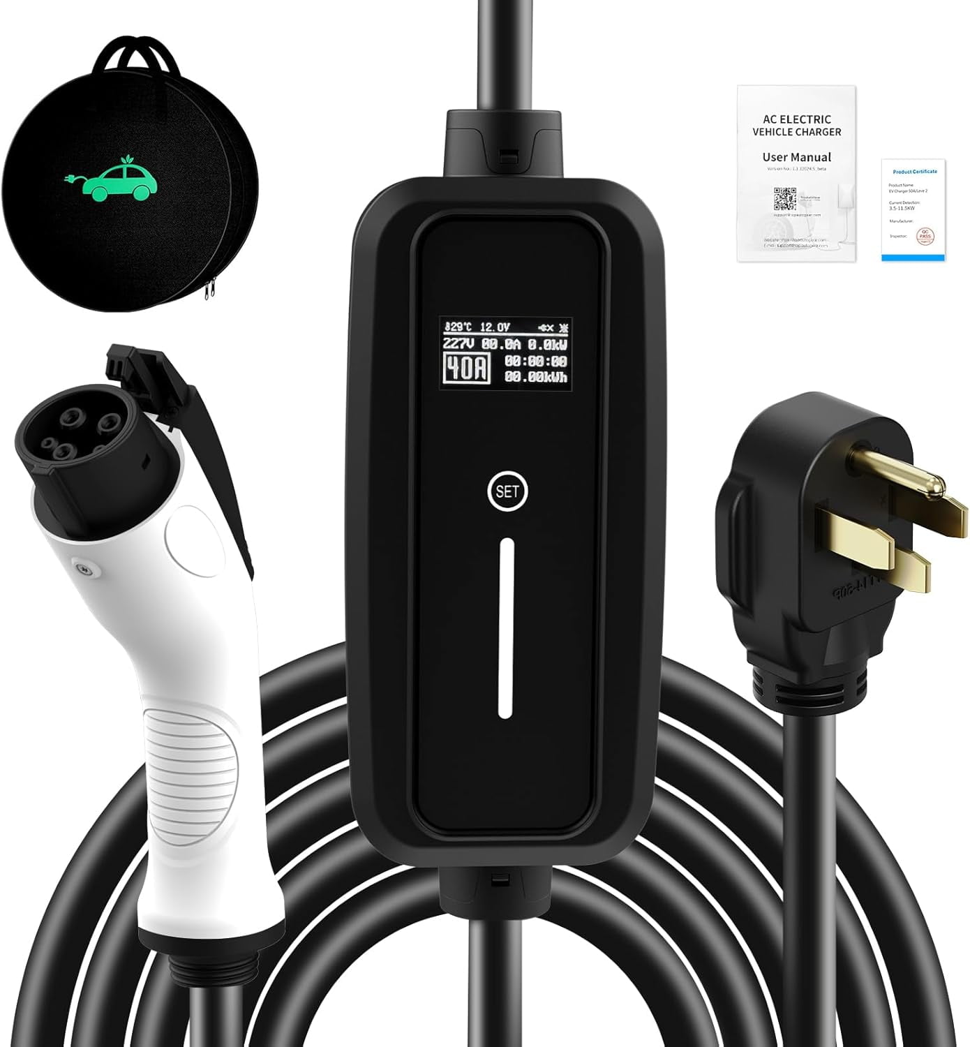 SubSun Adjustable Current, Portable Electric Vehicle Charger with NEMA ...