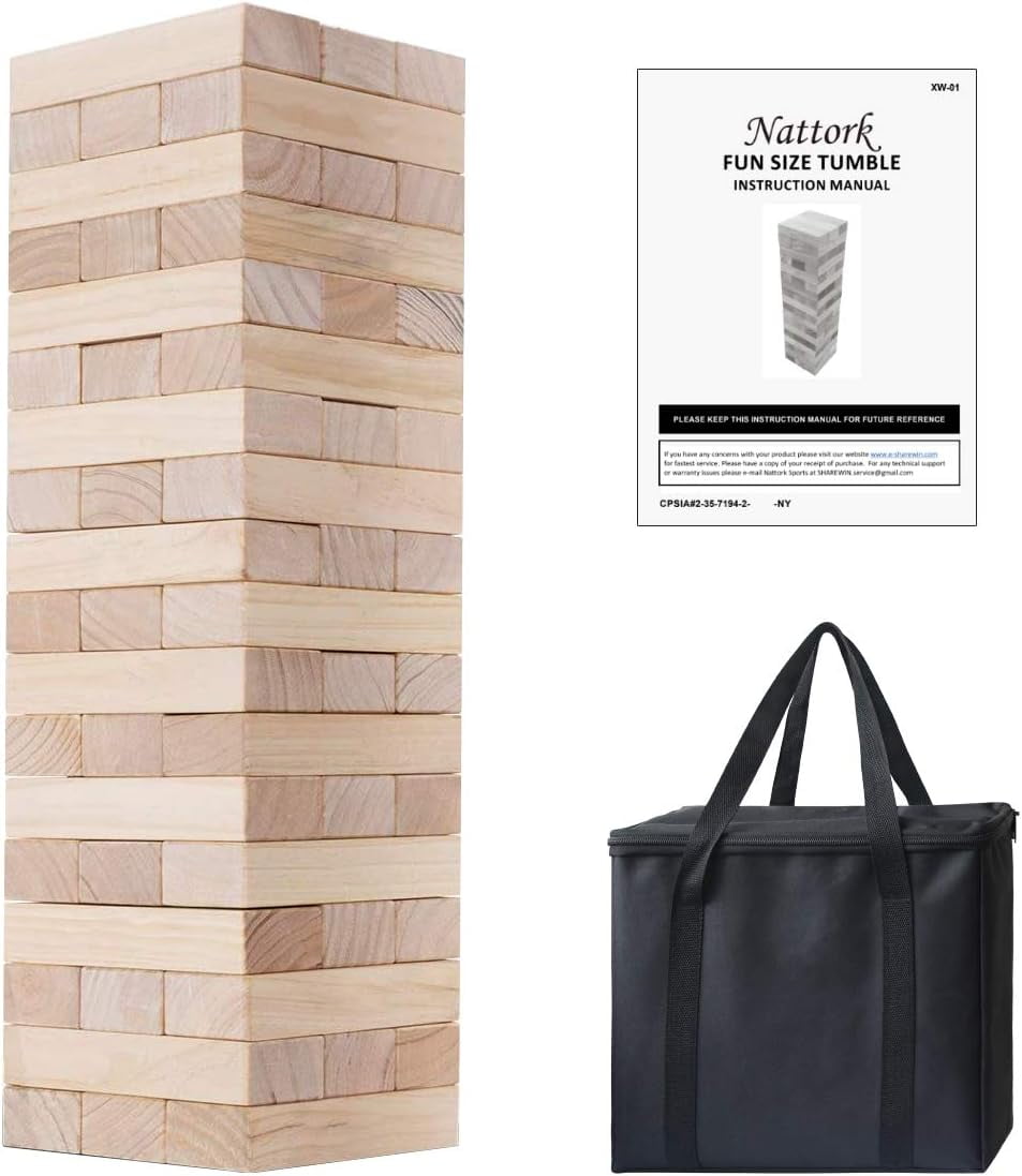 SubSun Giant Pine Wood Topple Classic Block Stacking Game for Kids ...