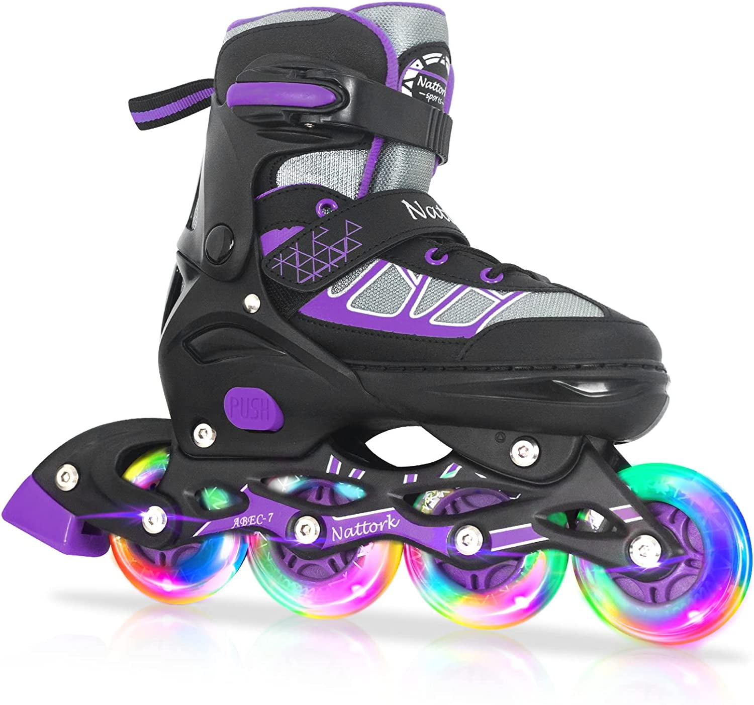 SubSun Kids Adjustable Inline Skates, 4 Sizes, Light-Emitting Wheels ...