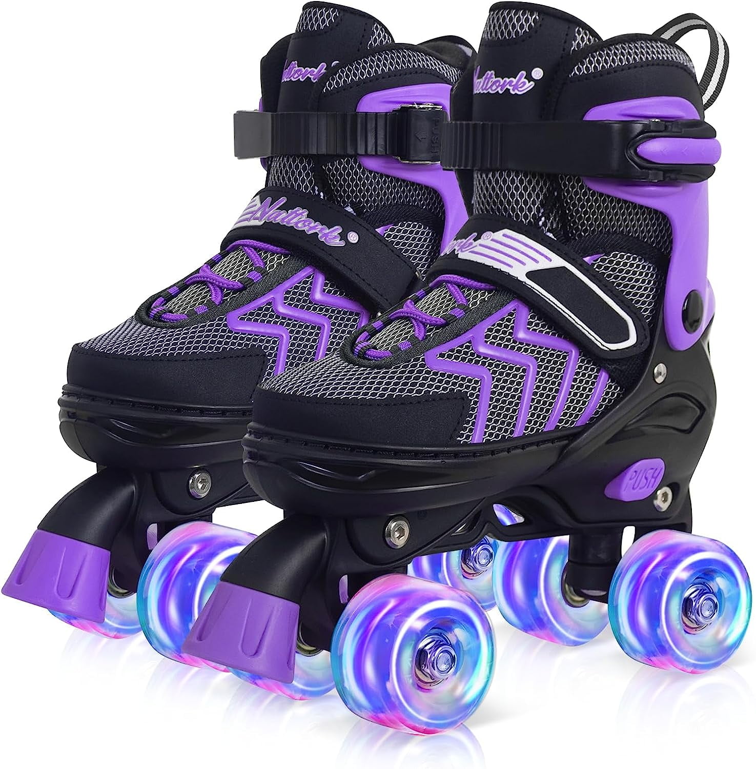 SubSun Kids Roller Skates for Boys Adjustable Rollerskates with Light ...