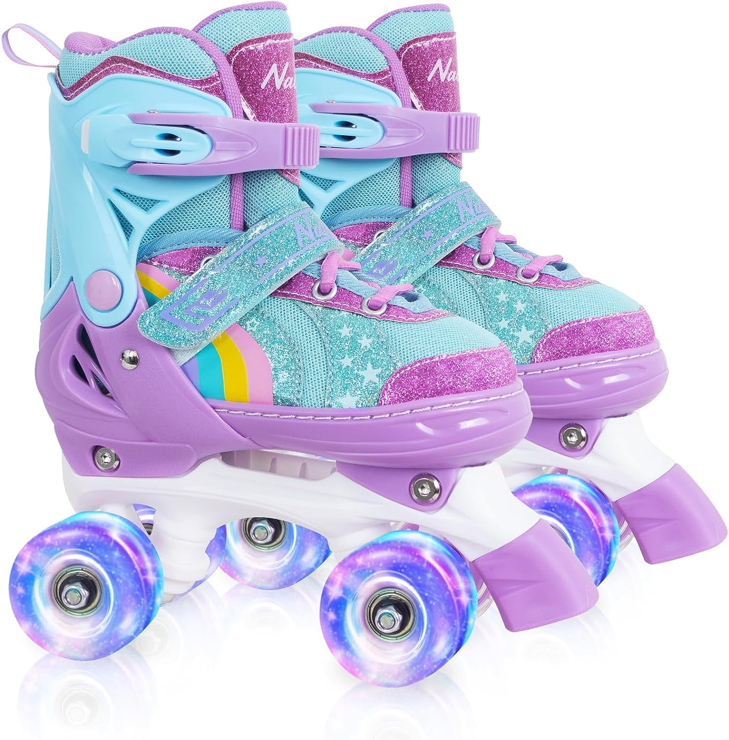 SubSun Roller Skates Rainbow for Gilrs Boys Kids 4 Sizes Adjustable ...