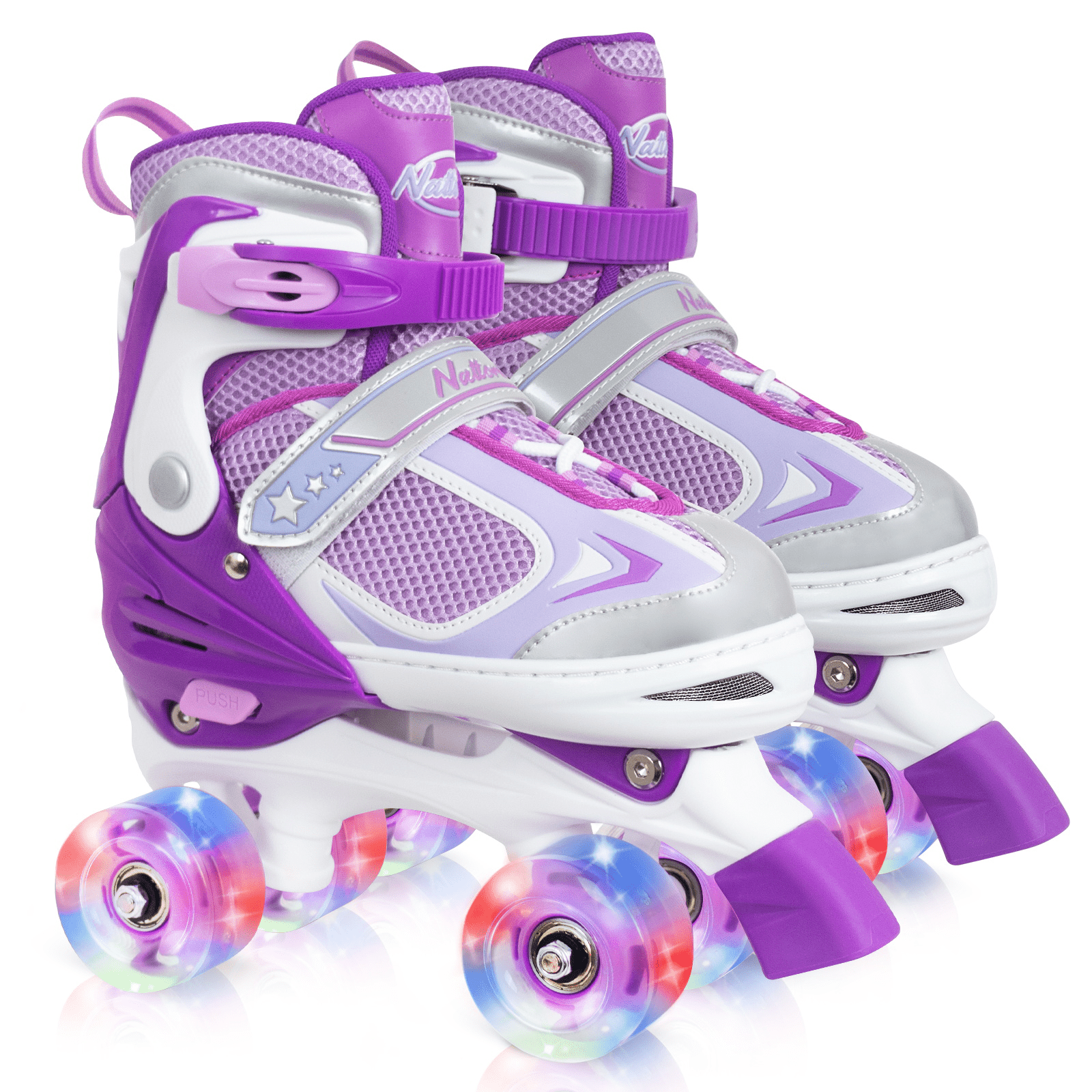 SubSun Kids Adjustable Quad Roller Skates with Illuminating Wheels for ...