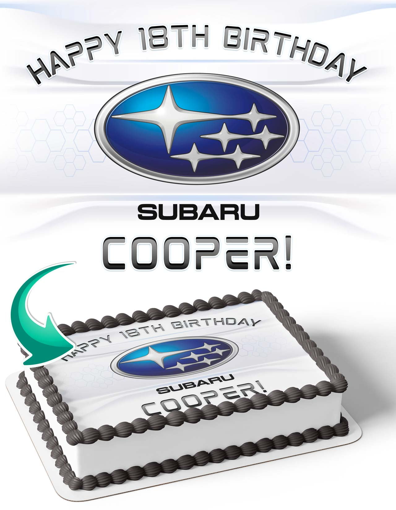 Subaru Car Edible Edible Image Cake Topper Personalized Birthday Sheet ...