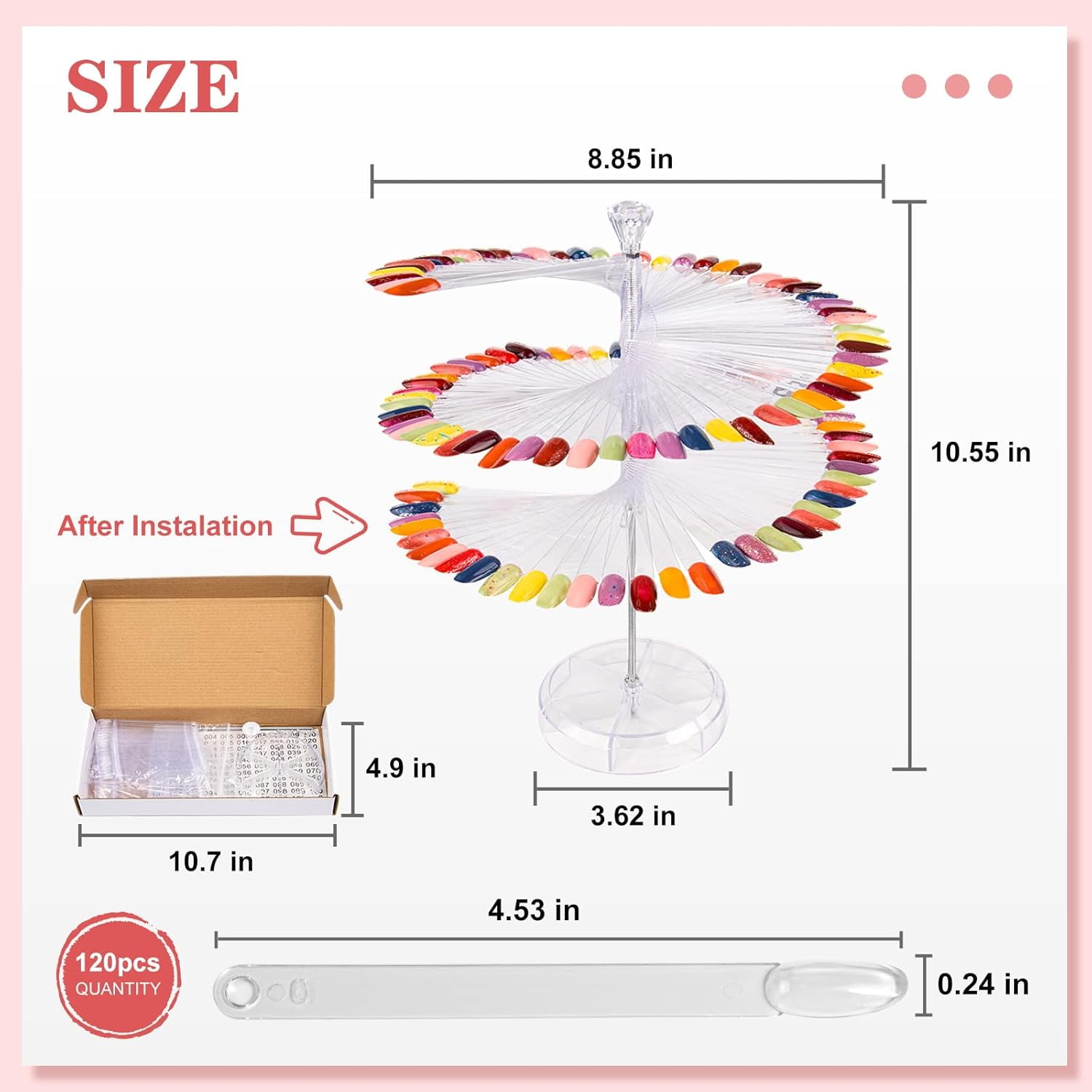 Subay Nail Swatch Sticks, 120Pcs Clear Nail Color Swatches Display for ...