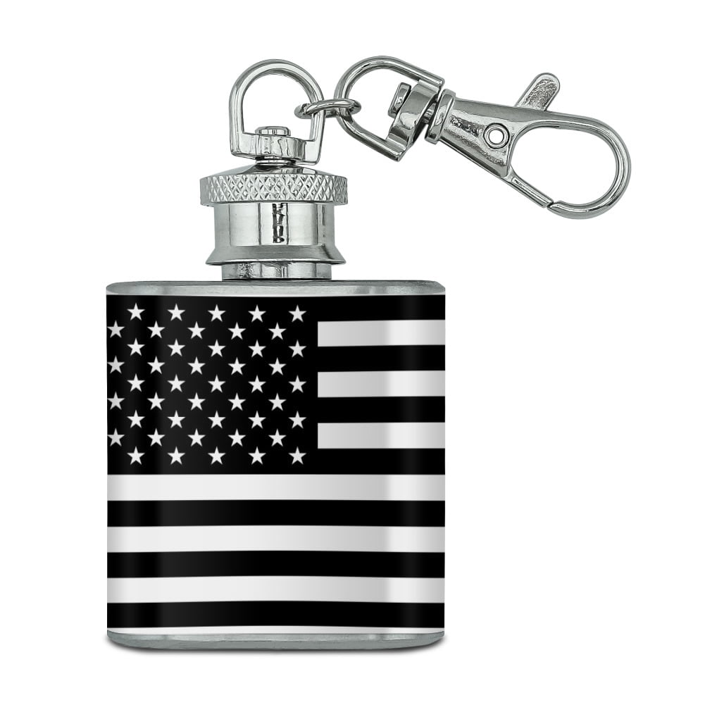 Subdued American USA Flag Black White Military Tactical Stainless Steel ...