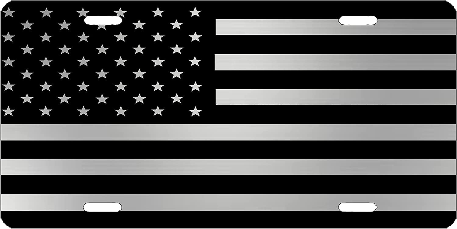 USA Flag License Plate - Black/Silver Novelty Auto Car Tag Vanity Gift ...