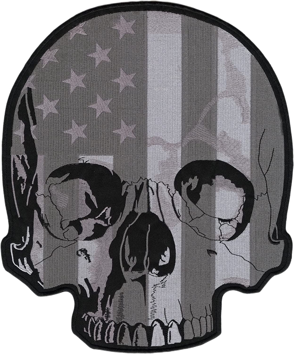 Subdued Half Skull Patch 12" | Black White US Flag Patriotic Halfskull ...