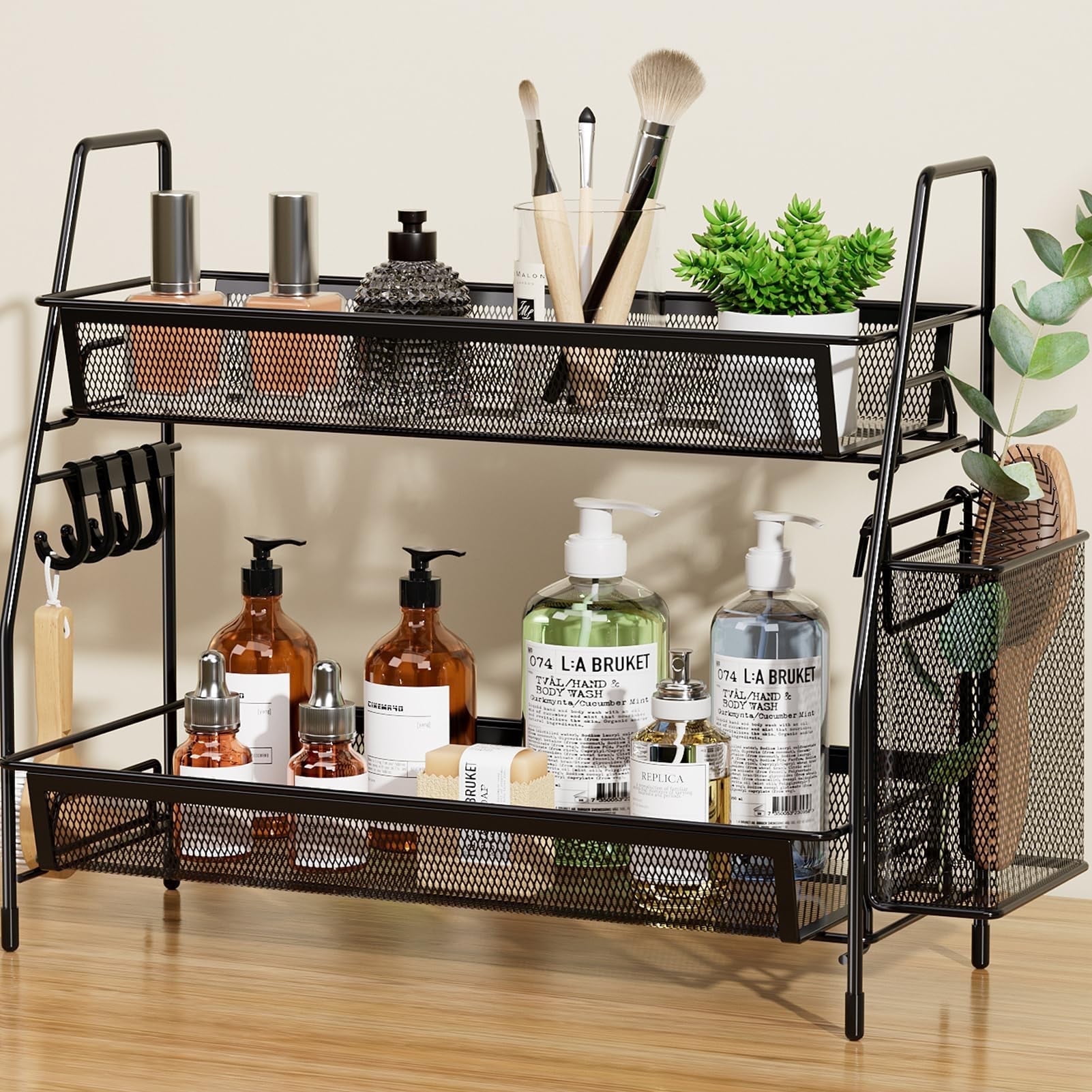 Subekyu, Bathroom Organizer Countertop, 2-Tier Metal Wire Mesh, Black ...