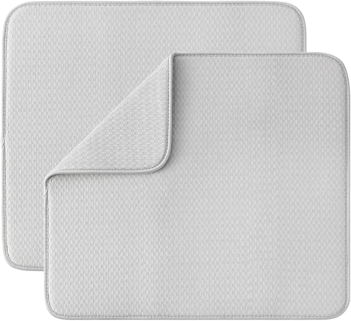 Subekyu Large Washable Dish Drying Mat for Kitchen, 2 Pack, Absorbent ...