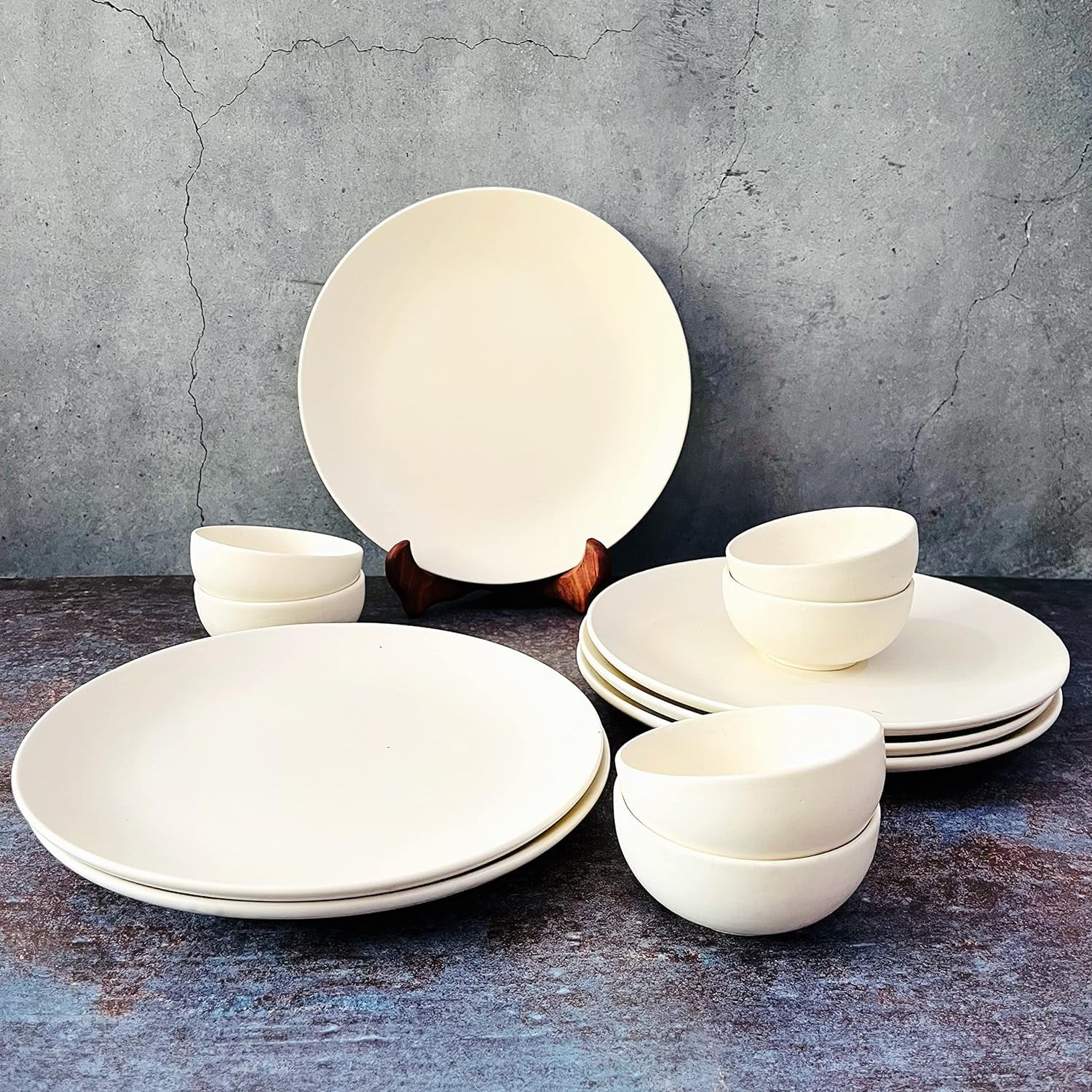 Subhra Handcrafted Ceramic Dinner Set - 12 Pieces | 6 Dinner Plates + 6 ...