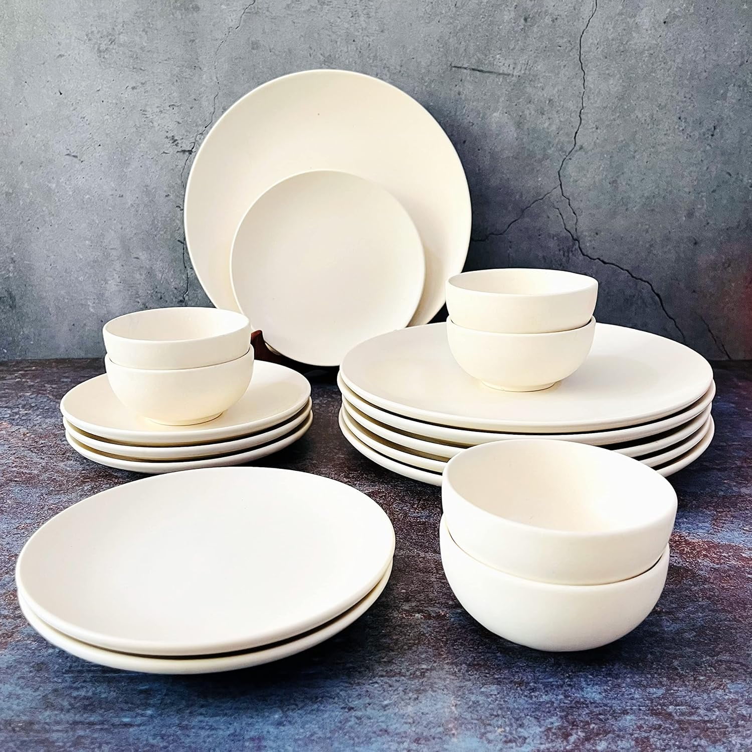 Subhra Handcrafted Ceramic Dinner Set - 18 Pieces | 6 Dinner Plates + 6 ...