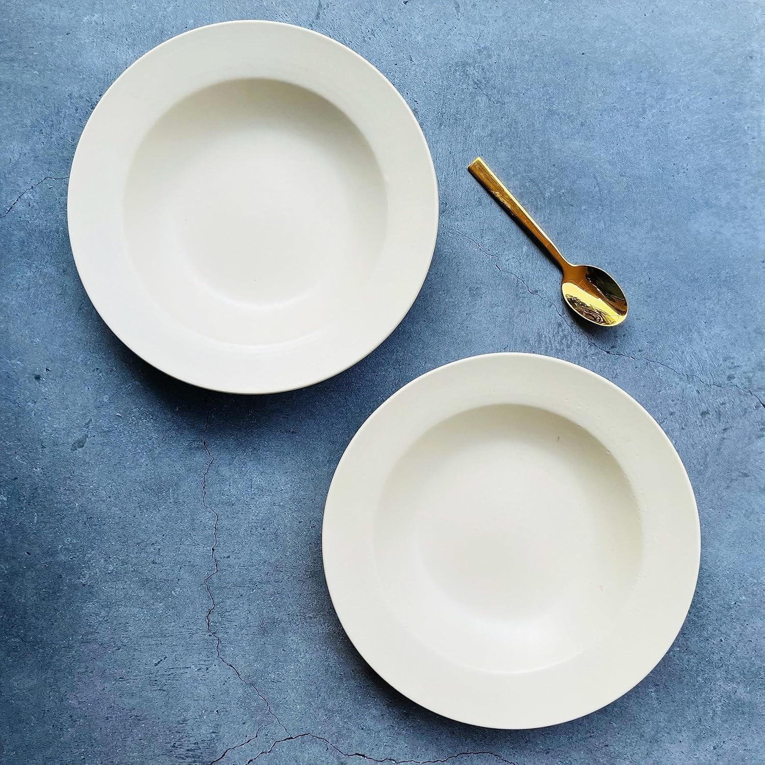 Subhra White Ceramic Pasta Plates - 2 Pieces | White Matte Finish Multi ...