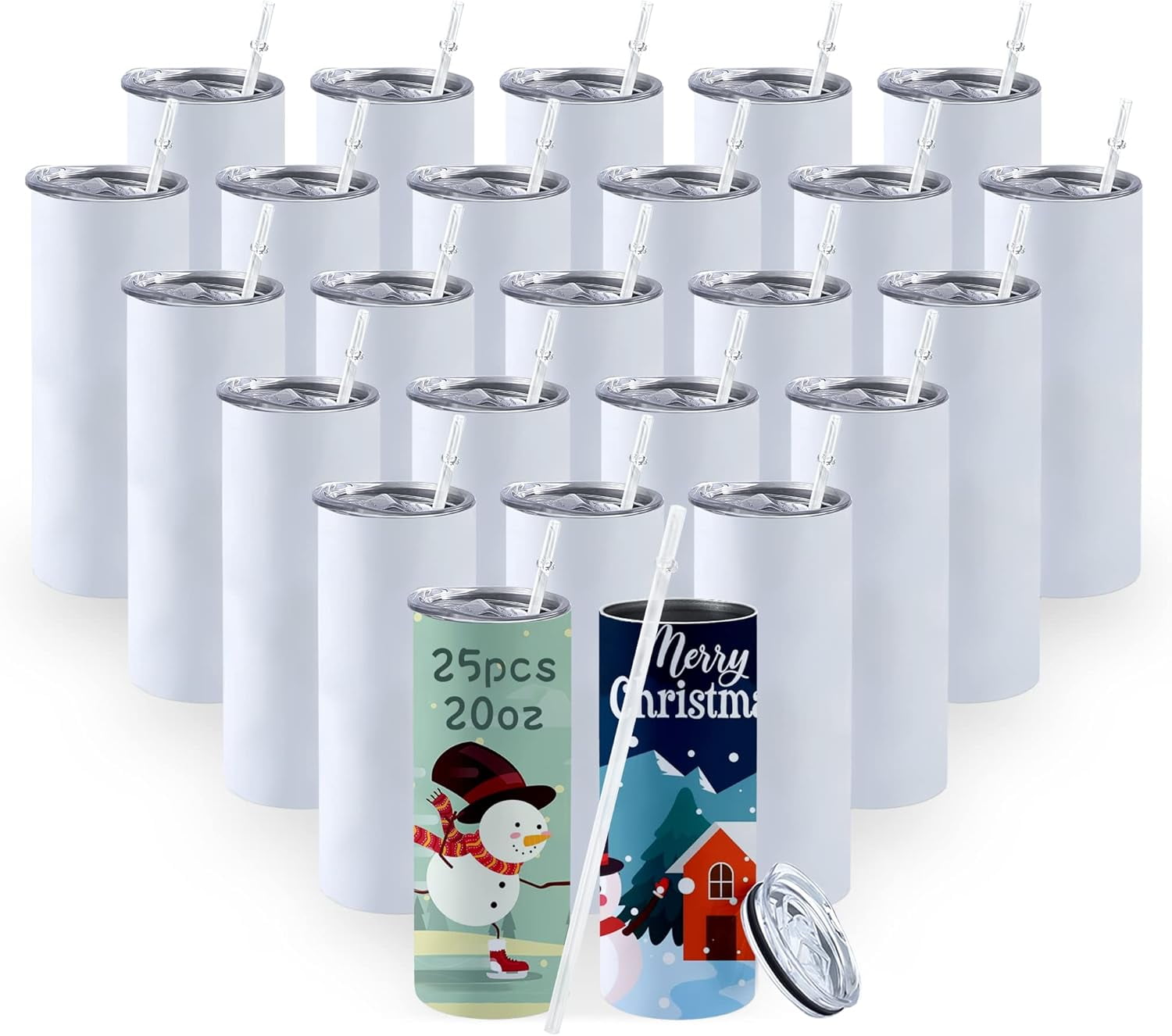 Sublimation Blanks 25Pcs Sublimation Tumblers 20 oz Skinny Straight ...