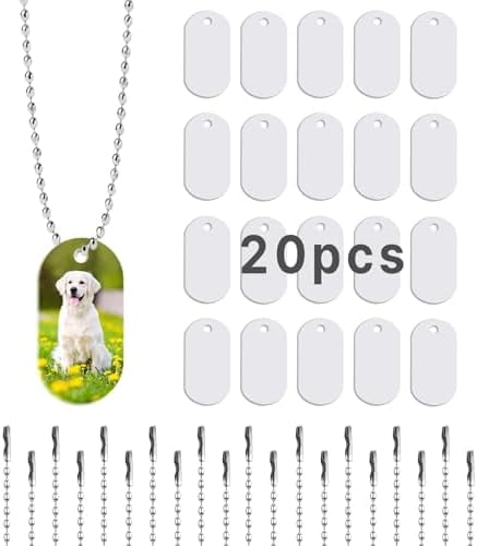 Sublimation Dog Tags Blanks 20 Pcs,Oval Aluminum Sublimation Dog Tags ...