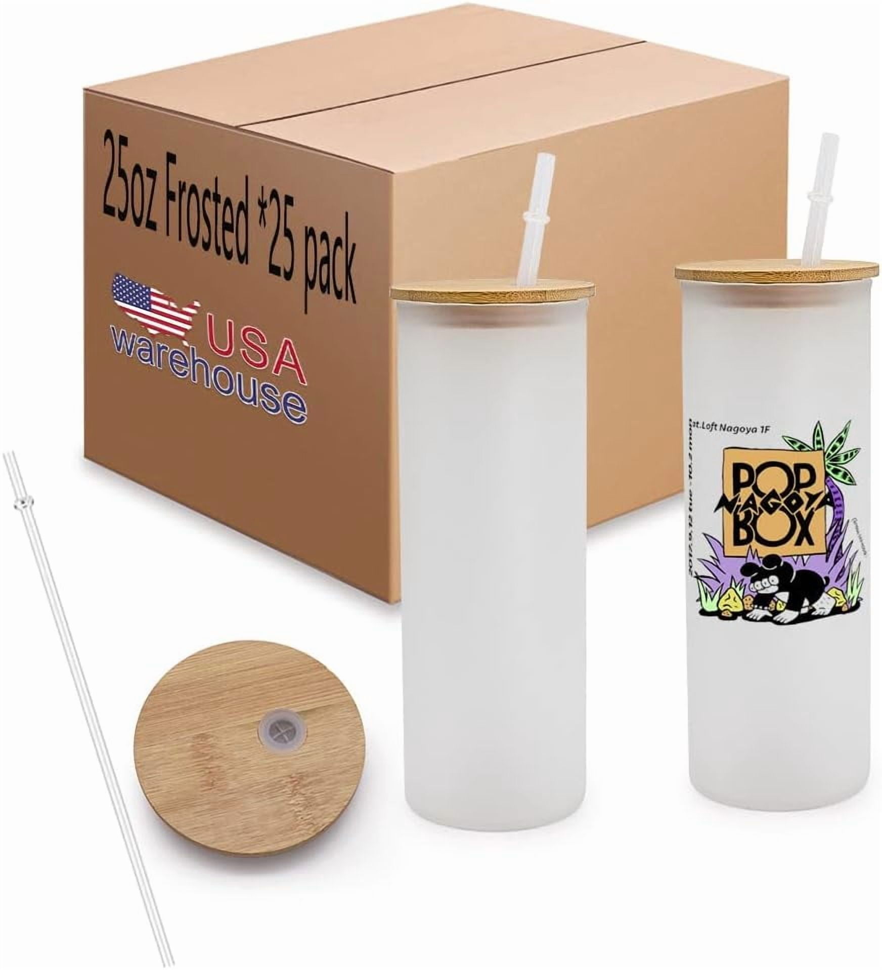 Sublimation Glass Blanks with Bamboo Lid - Glass Cups with Lid and ...