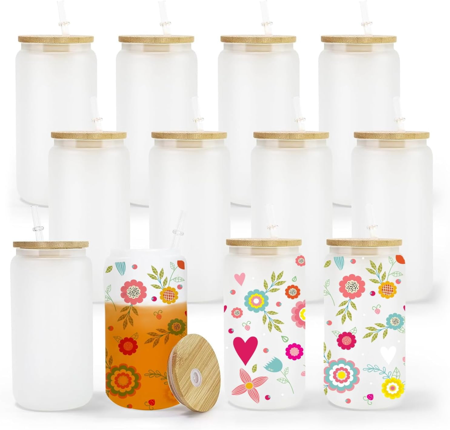 Sublimation Glass Blanks with Bamboo Lid - Glass Cups with Lid and ...