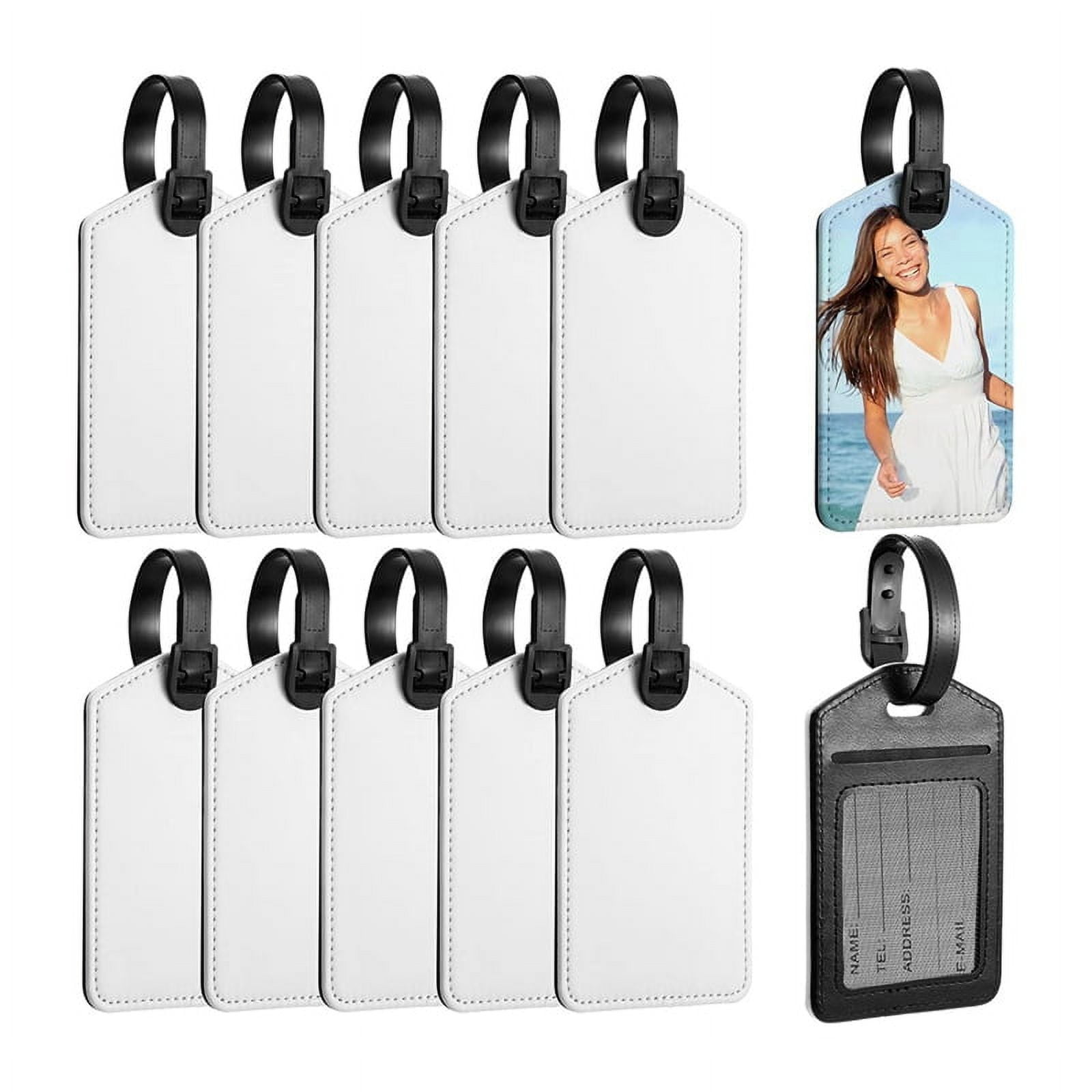 Sublimation Luggage Tags White Heat Transfer PU Leather Name Tag Blank ...