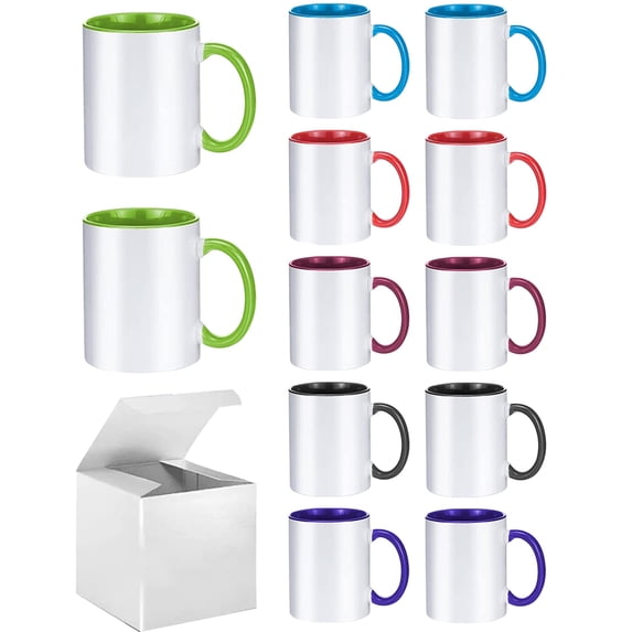 Generic Sublimation Mugs 11oz Blank Ceramic Coffee Cups, 6 Assorted ...