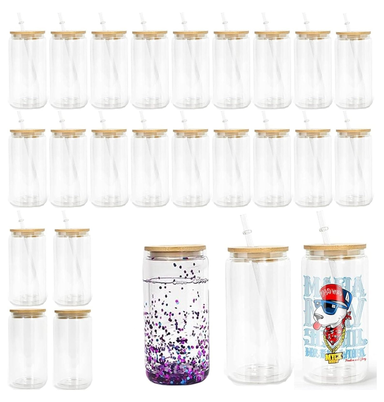 Sublimation Snow Globe Glass Can Blanks, 25Pack 16oz Sublimation Double ...