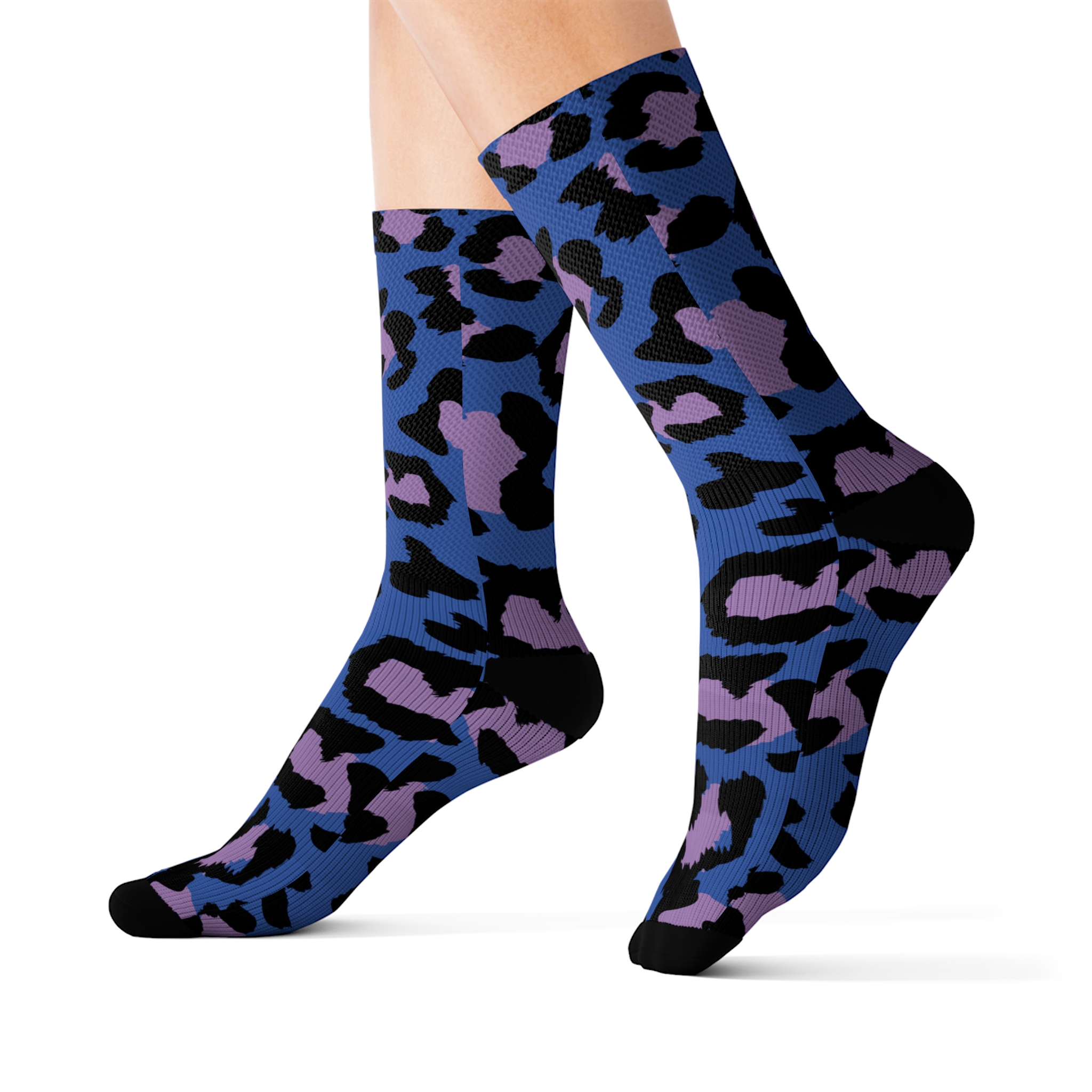 Sublimation Socks Leopard Camouflage Dark Blue Purple