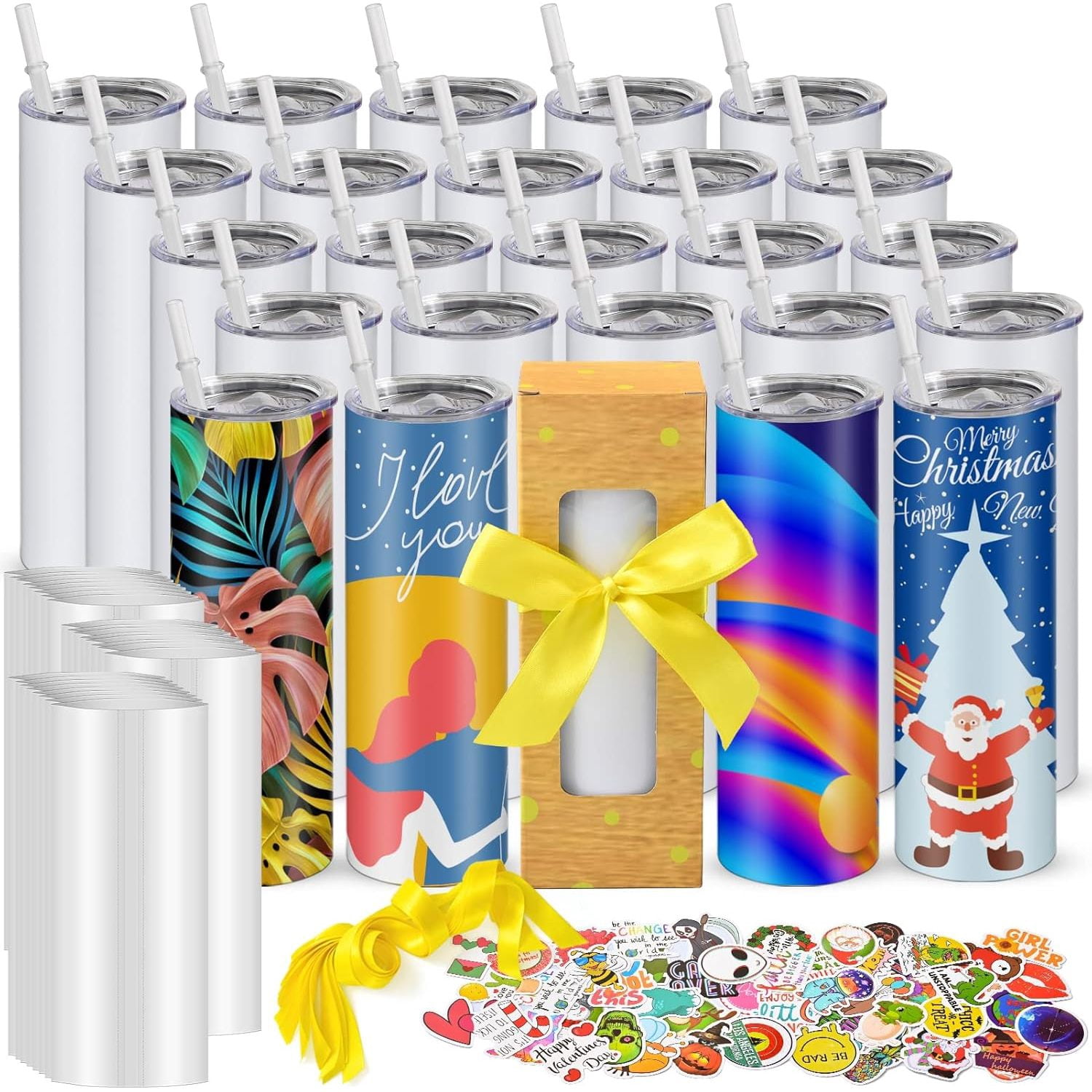Sublimation Tumblers, 24 Pack Stainless Steel 20 oz Sublimation Tumbler ...