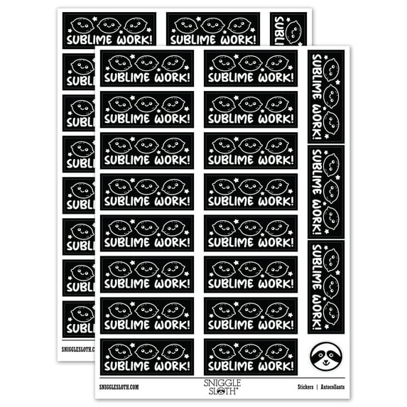 Sublime Work Teacher Student School Sticker Set - Black - Gloss Finish ...