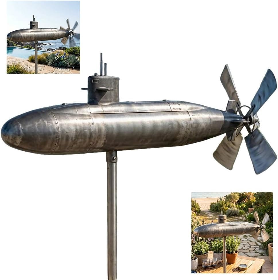 Submarine 3D Wind Spinner - Metal Art Garden Windmill with Rotating ...