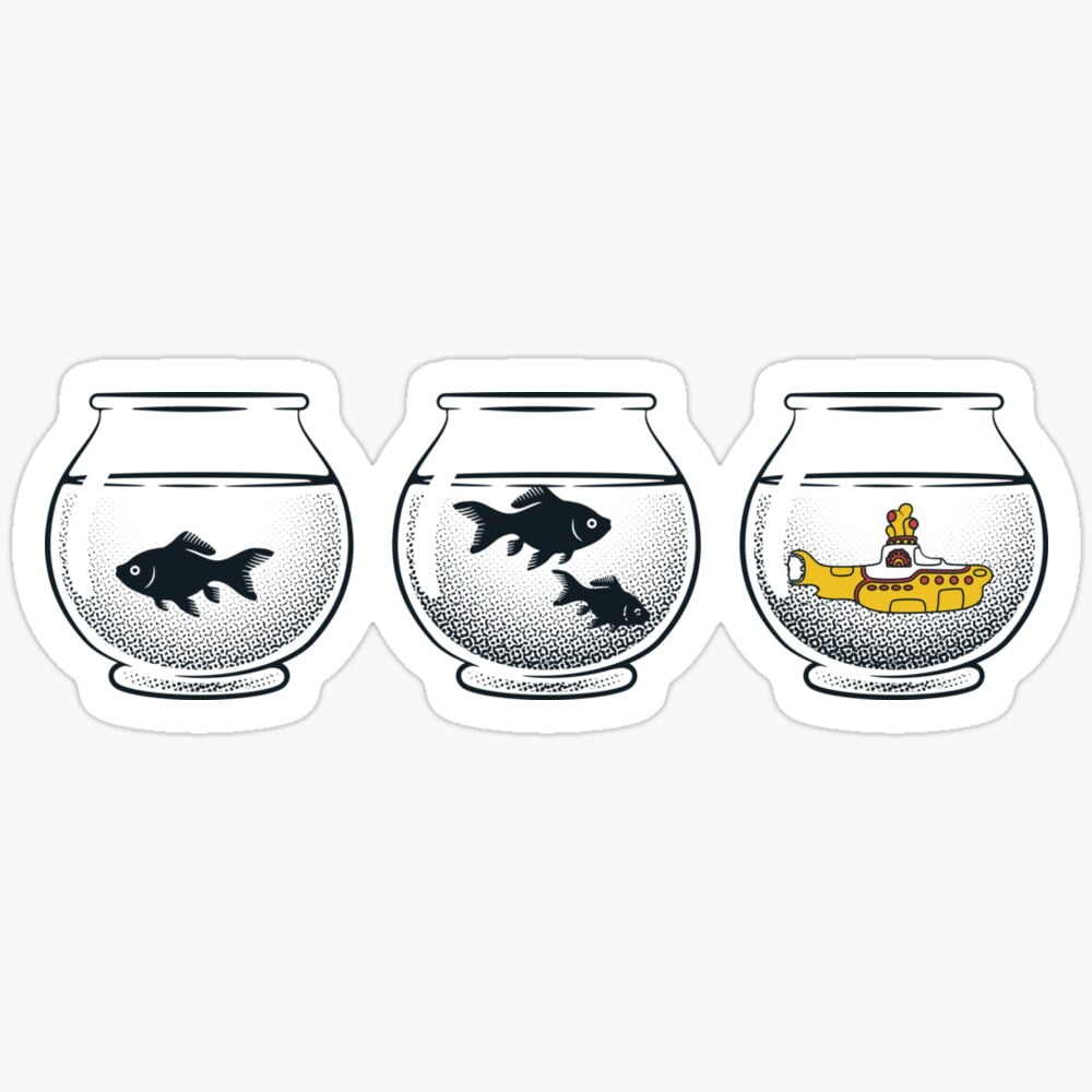 Submarine In Fishbowl Sticker Phone Decal Water Bottle Stickers Car ...