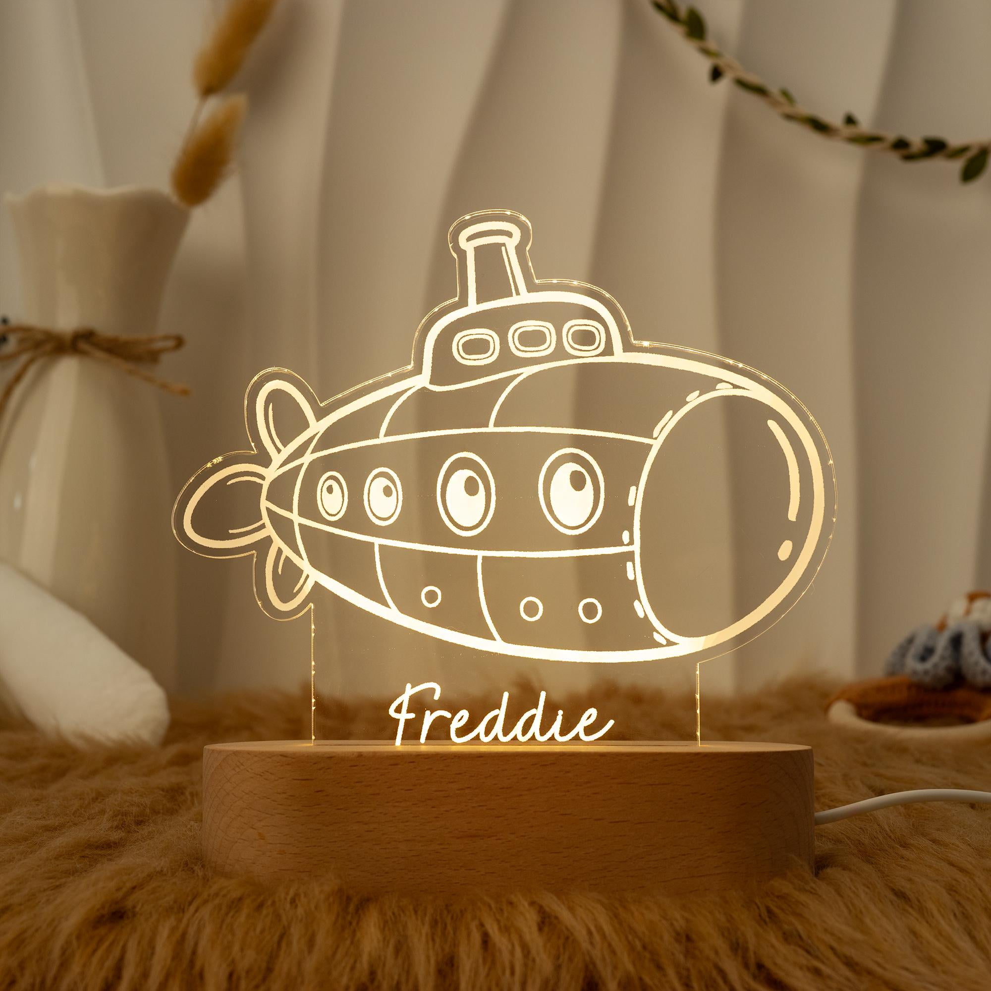 Submarine Ocean Explorer Custom Table Light Acrylic Board Wooden Base ...