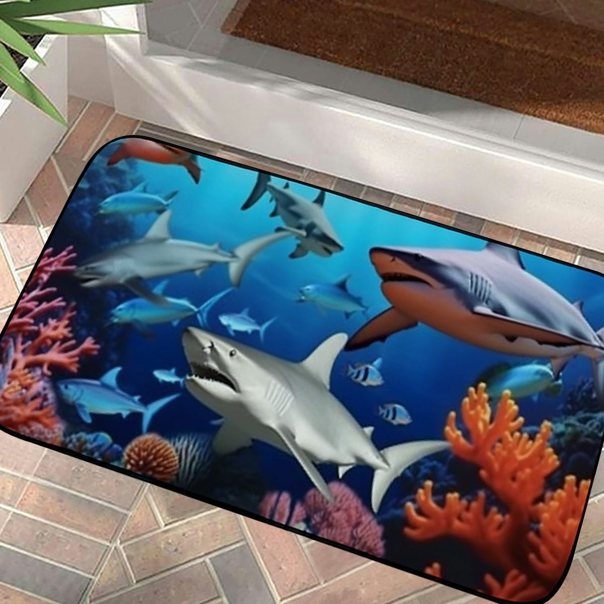 Submarine Shark Coral Entry Welcome Doormat , Kitchen, Porch, Mud Shoes ...