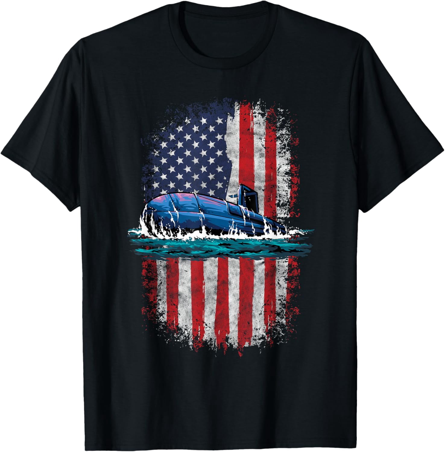 Submarine Veteran American Flag Patriotic Submariner T-Shirtmen and ...