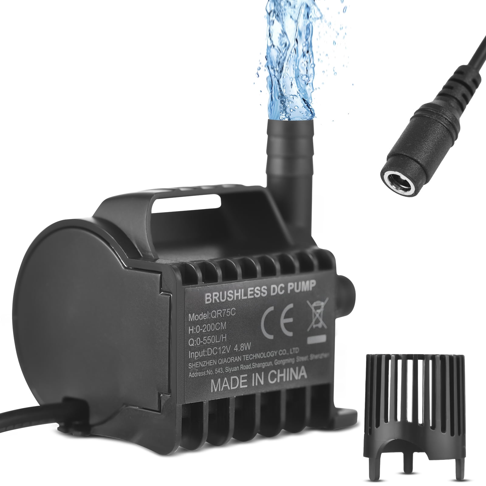 Submersible 12V Water Pump Electric 550L/H Small Fountain Pump with Max ...