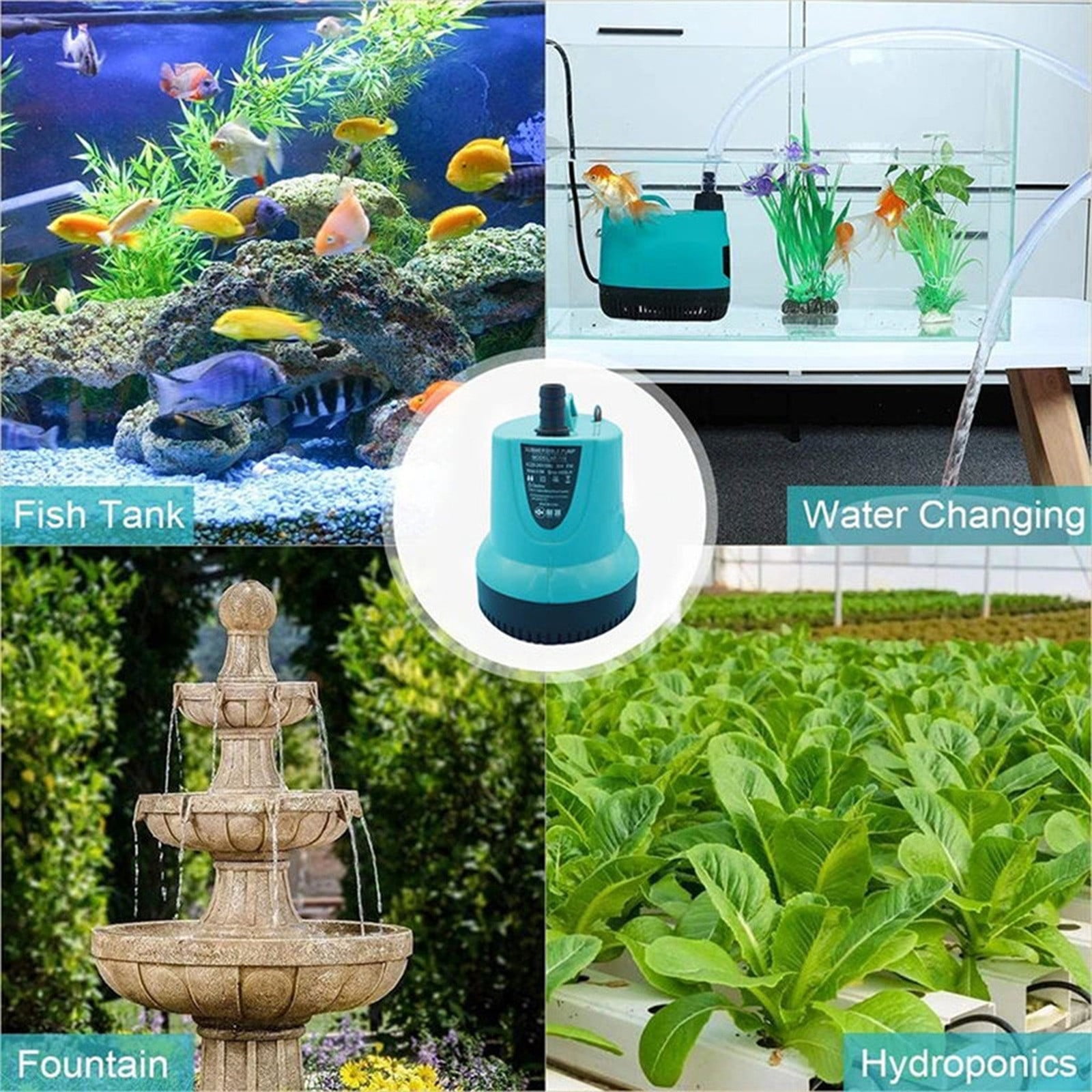 Submersible Aquarium Water Pump Bottom Suction Powerhead for Fish Tank Cleaning - 5W 400L/H Flow ...