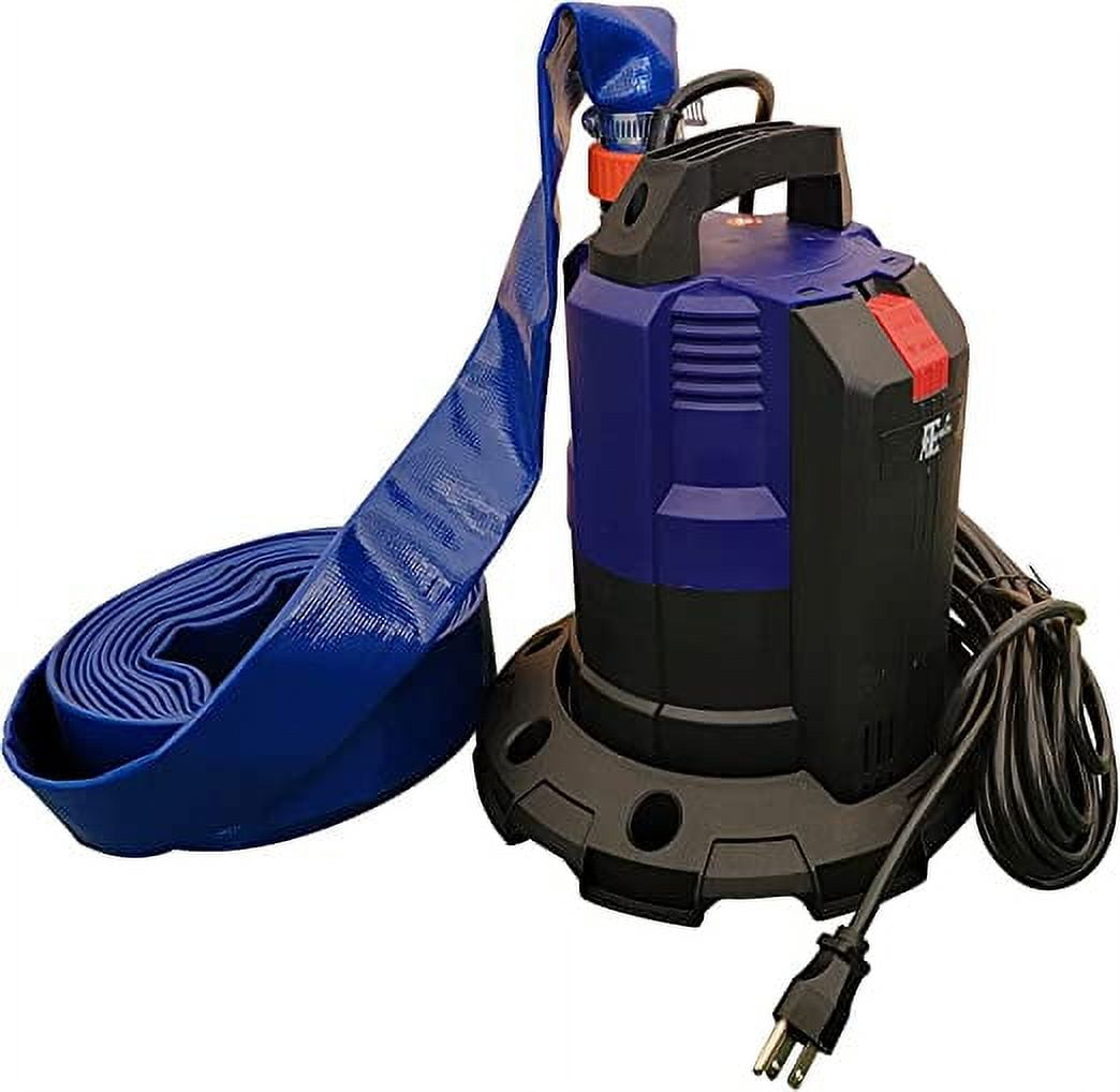Submersible Drain Pump with Optional Low Level Base, 25' Hose, Manual ...