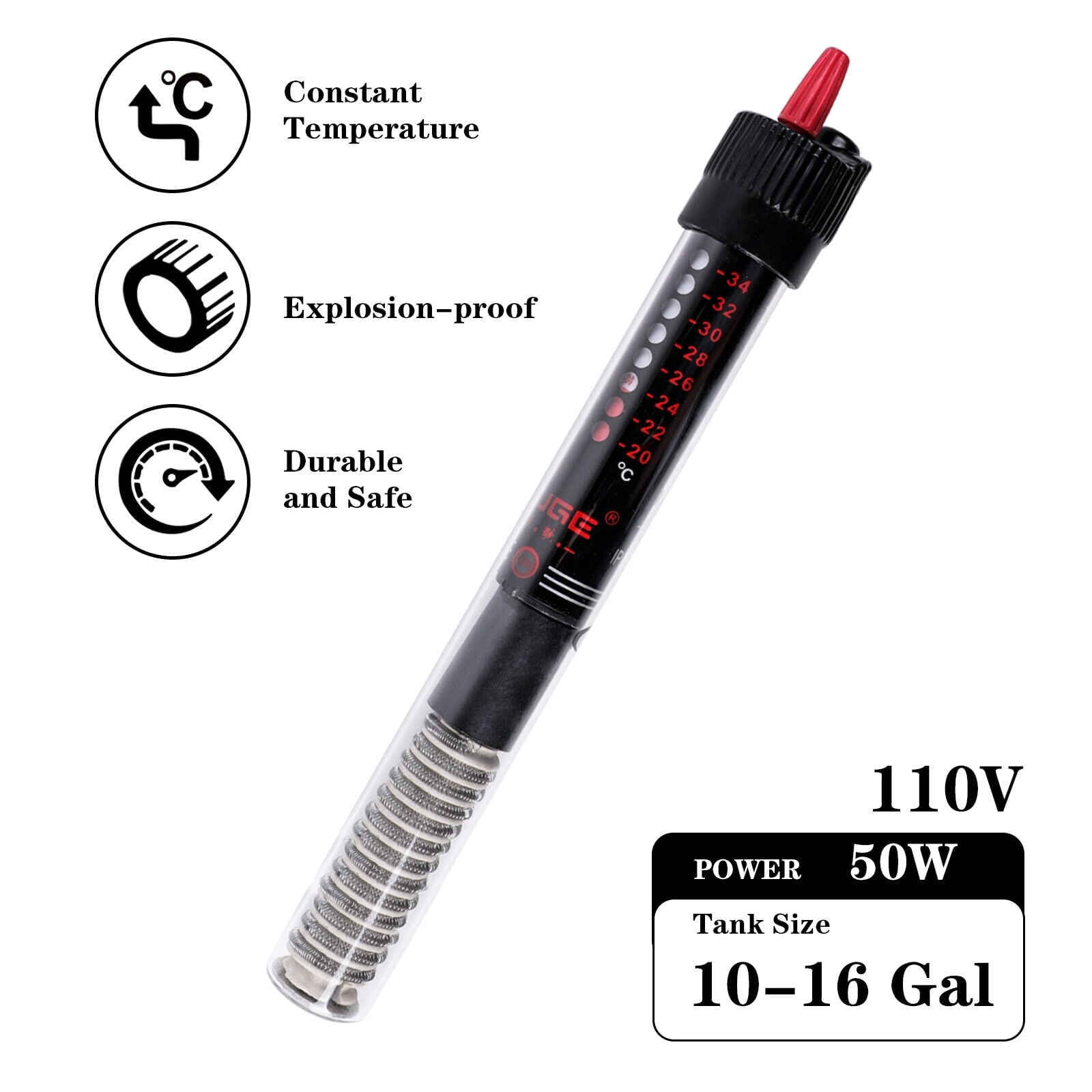 Submersible Heater Fish Tank Aquarium Freshwater Heater 50W - Walmart.com