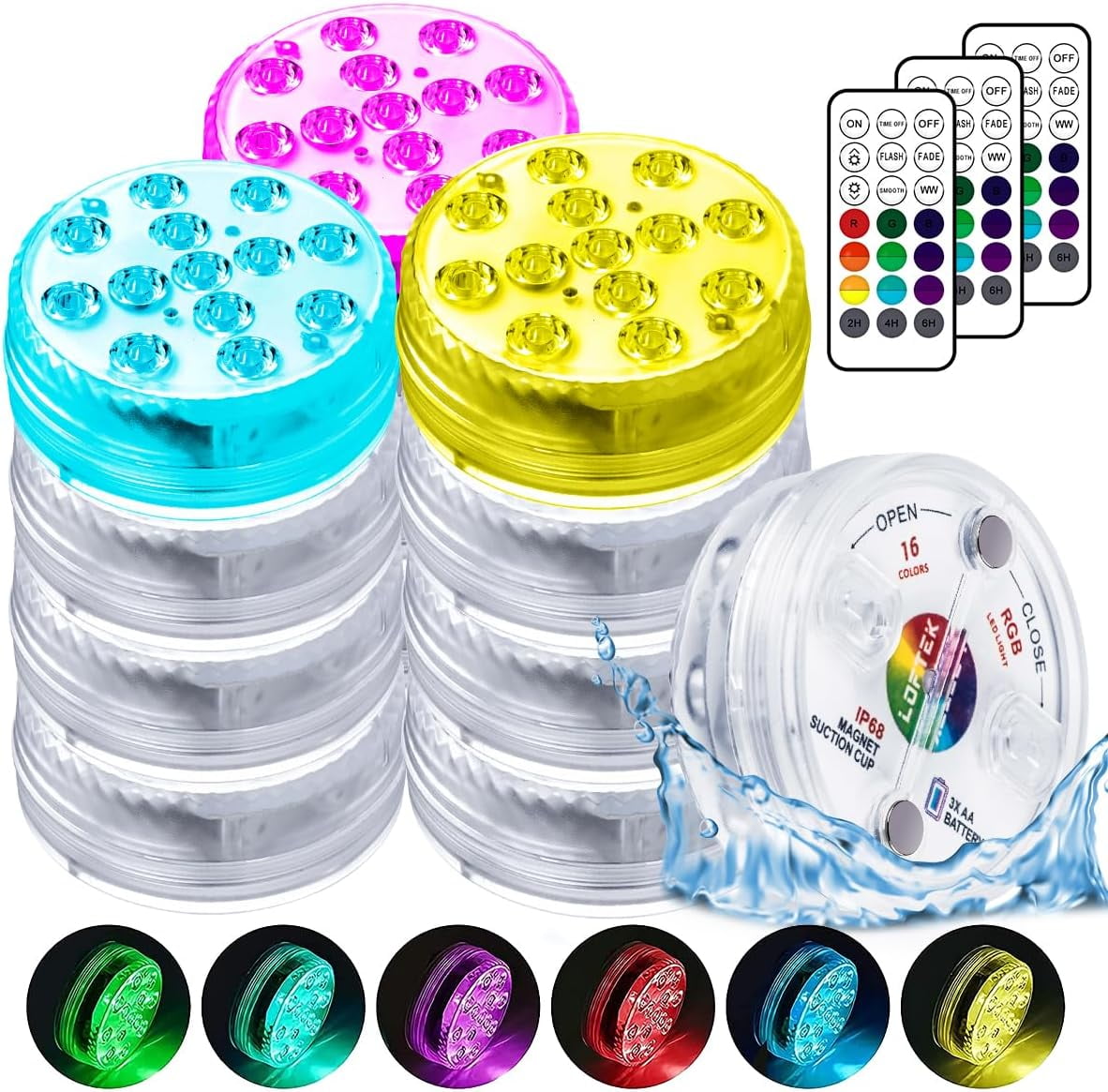 Submersible LED Lights with Remote, 13 LED Pool Lights for Inground ...