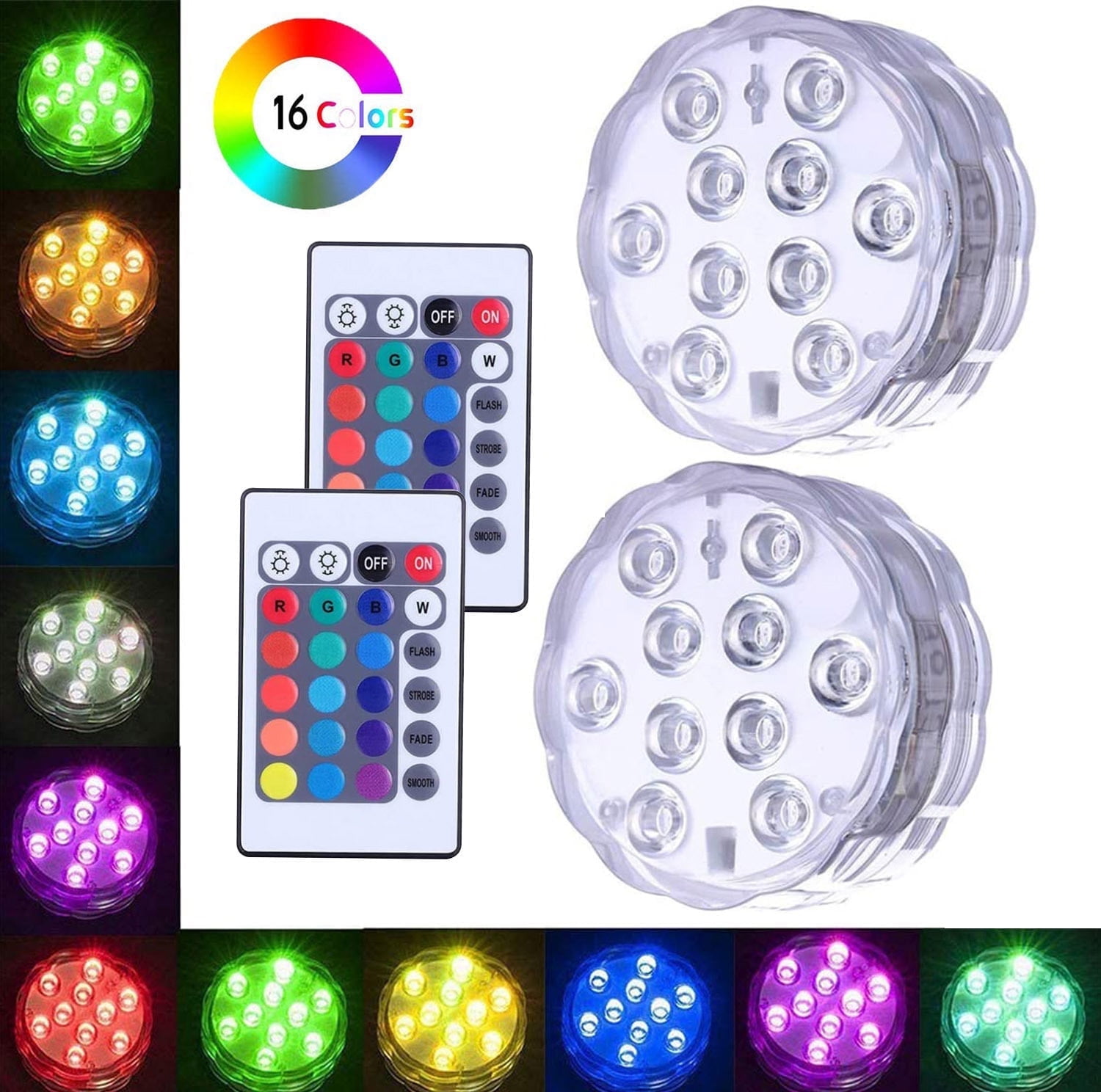 Submersible LED Lights with Remote Control - Waterproof RGB Color Changing, Battery Powered for ...