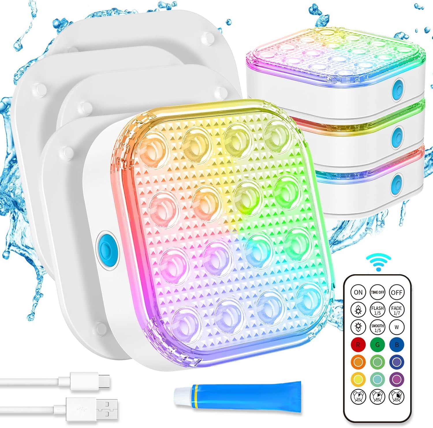 Submersible LED Lights with Remote, Waterproof Underwater LED Light ...