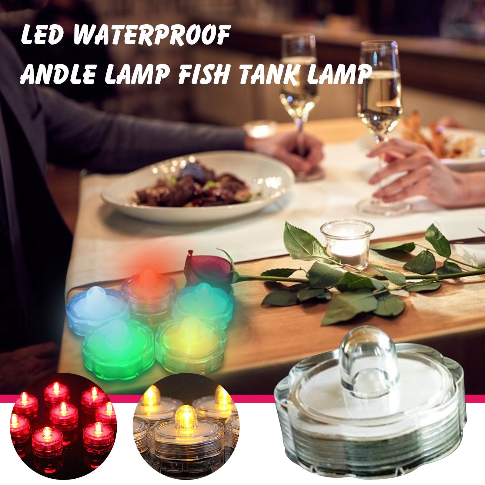 Submersible LED Pond Lights, Flameless Tea Light Style, Waterproof 10 ...