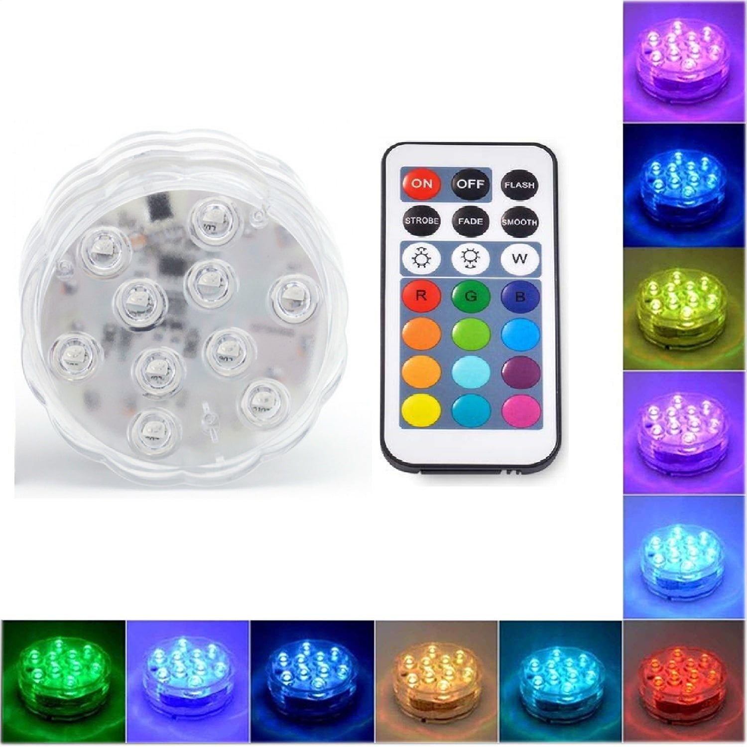 Submersible LED Pool Lights 10 LEDs 16 Colors Underwater Pond Lights ...