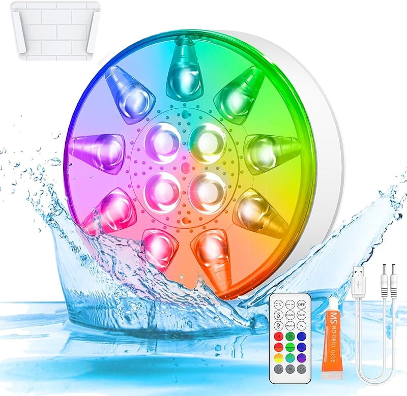Submersible LED Pool Lights with Remote Control, RGB, 2-Pack - Walmart.com