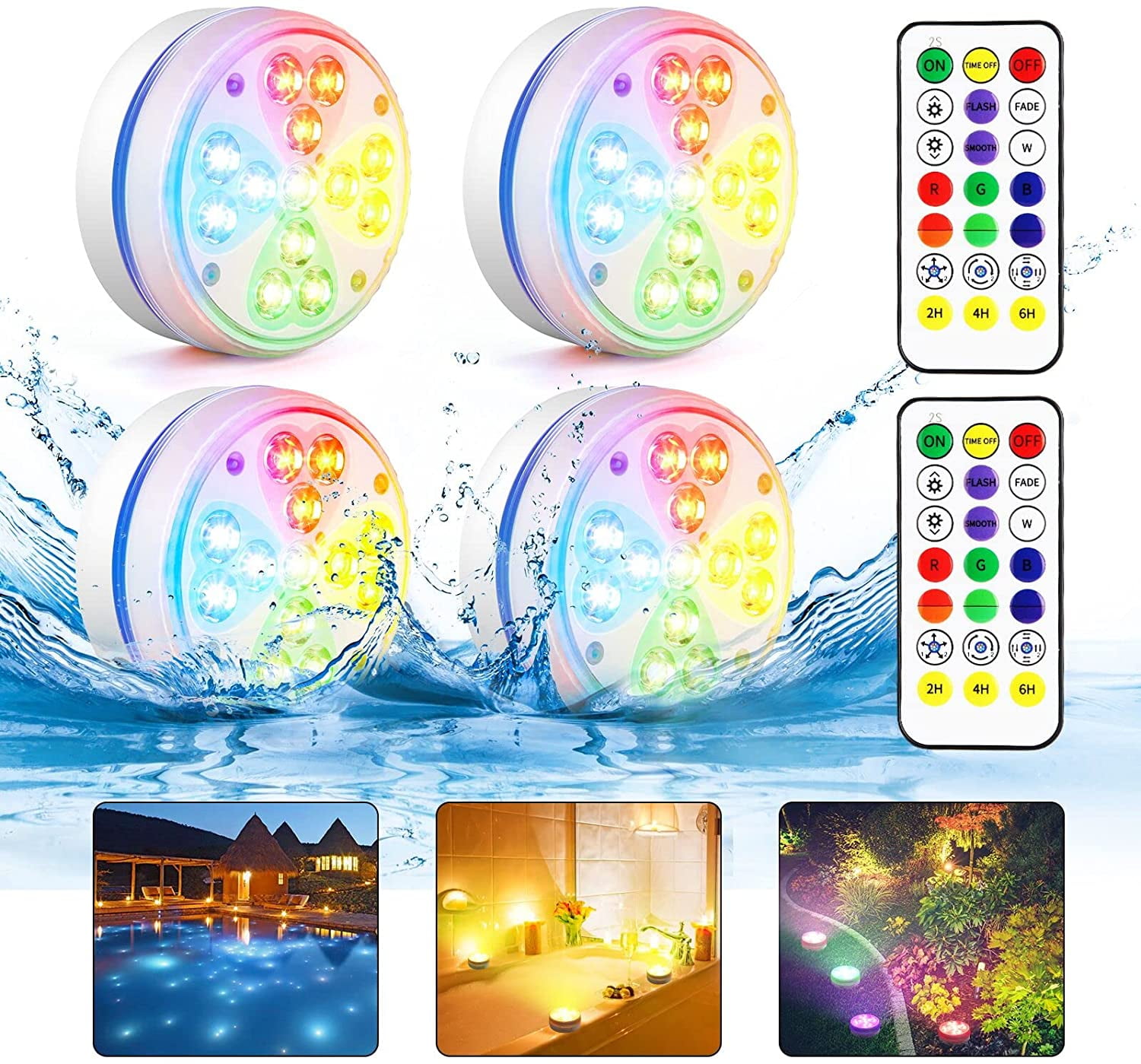 Submersible Led Pool Lights with Remote - RGB Color Changing Pool ...