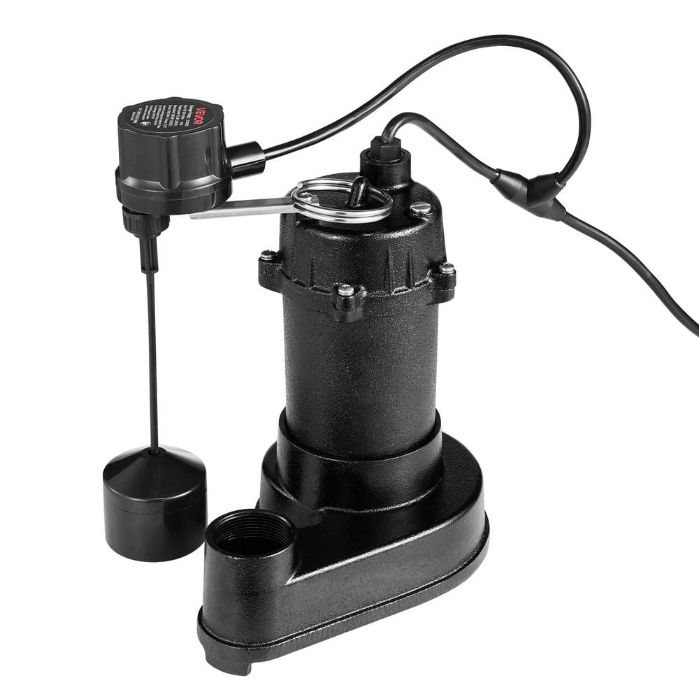 Submersible Sewage Pump, 1/3 HP, 3000 GPH Cast Iron Sewage/Effluent ...