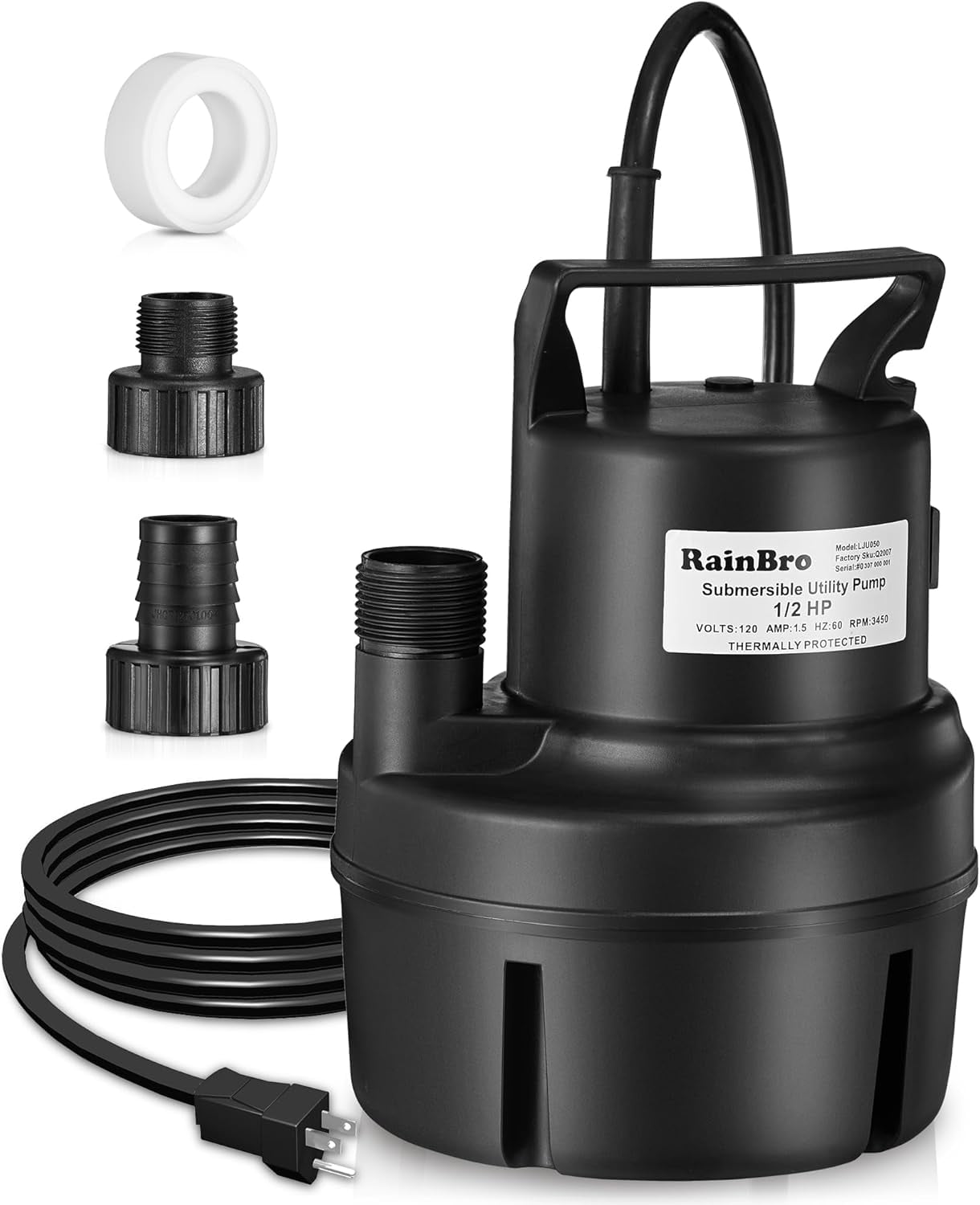 Submersible Sump Pump, Clean/Dirty Water Pump, Portable Utility Pump ...