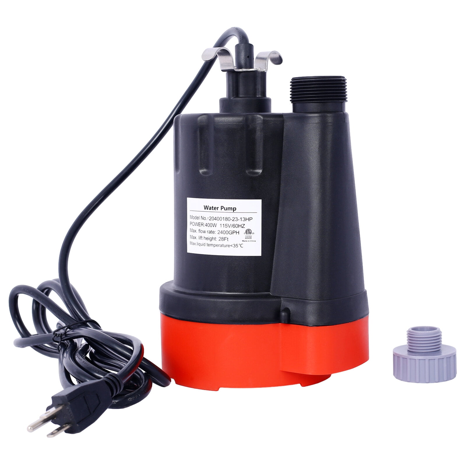 Submersible Water Pump, 1/3HP 2500GPH Thermoplastic Utility Pump ...