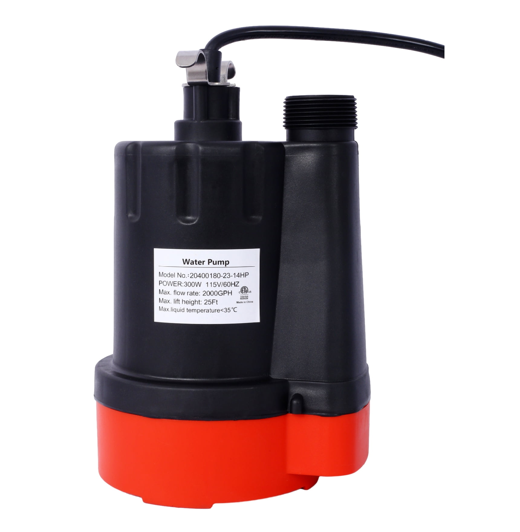 Submersible Water Pump 1/4HP 2000 GPH - Thermoplastic Utility Sump Pump ...