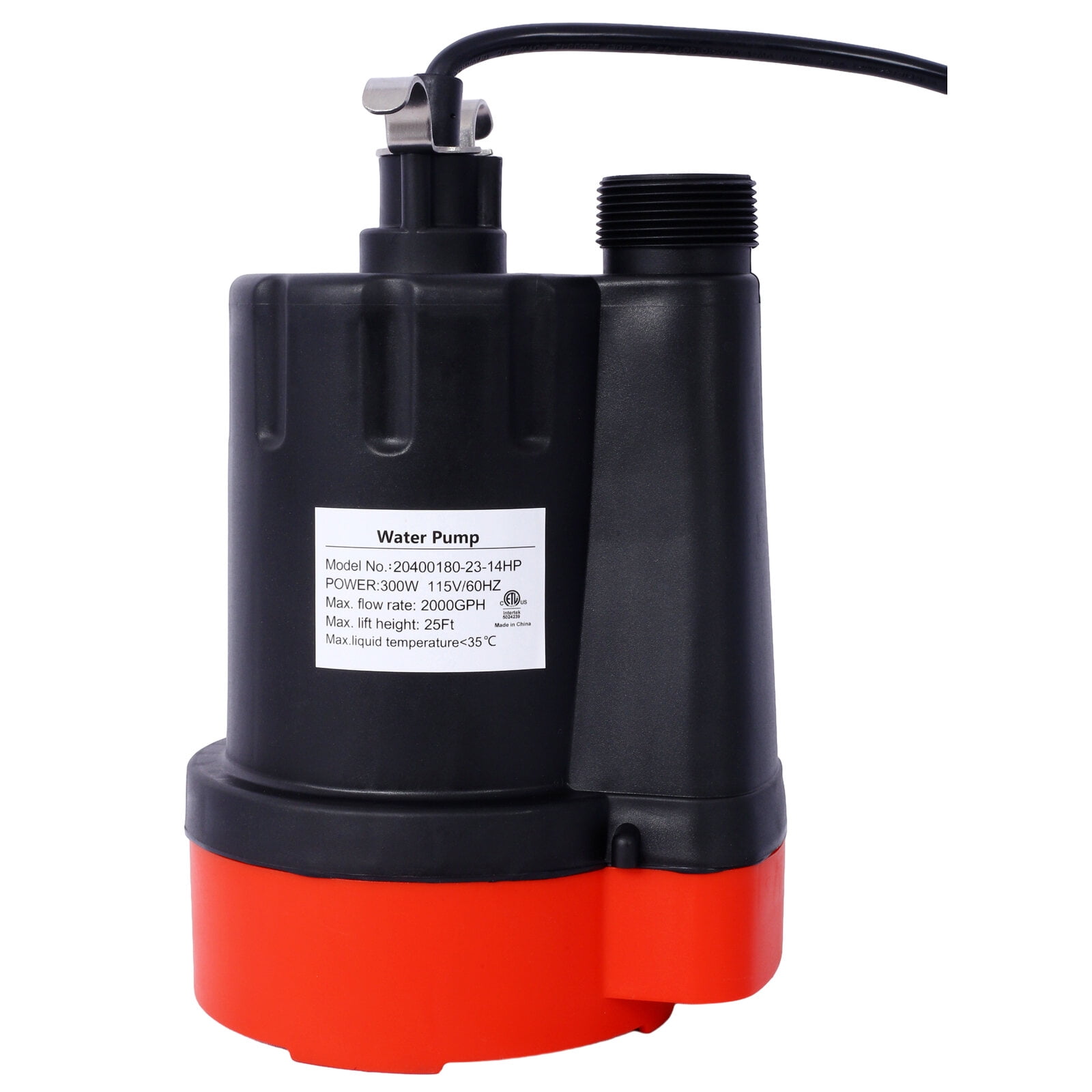 Submersible Water Pump, 1/4HP 2000GPH Thermoplastic Utility Pump ...