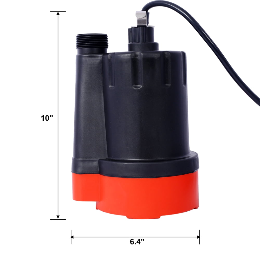 Submersible Water Pump, 1/4HP 2000GPH Thermoplastic Utility Pump ...